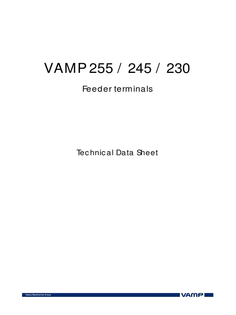 VAMP 255 / 245 / 230 Technical Data Sheet | PDF | Electrical Substation ...
