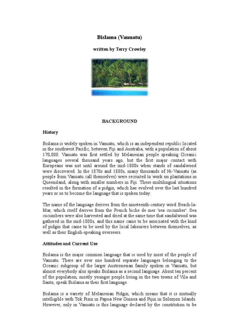 Bislama (Vanuatu) | Download Free PDF | Syntax | Grammar