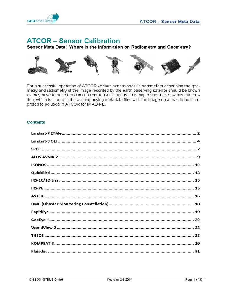 ATCOR Info On SensorGeometry and Calibration 02-2014 PDF | PDF | Image ...