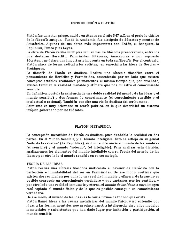 Platón 2º Bachillerato | PDF | Platón | Alma