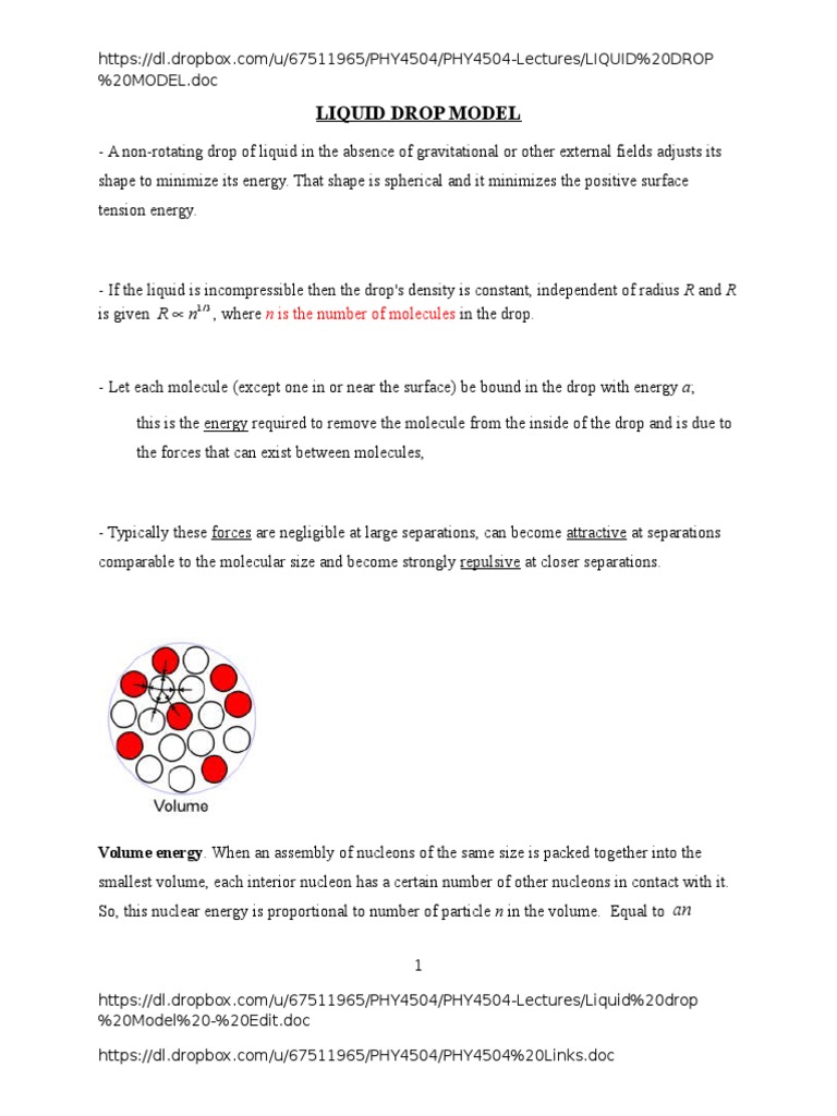2 Liquid Drop Model Pdf Atomic Nucleus Nature