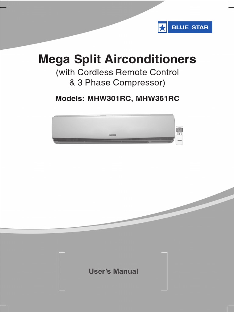 Mega Split ACs User Manual MHW301RC MHW361RC | PDF | Air Conditioning ...
