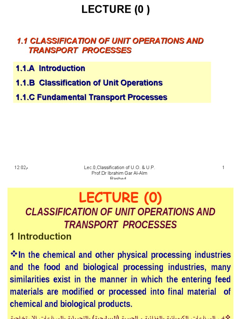 Lec 0 Classification of Unit Operations and Transport Processes | PDF ...