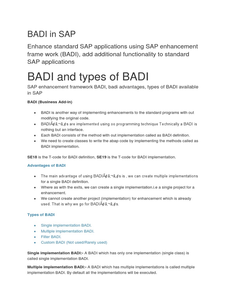 21 Badi In Sap Pdf Class Computer Programming Computer Programming