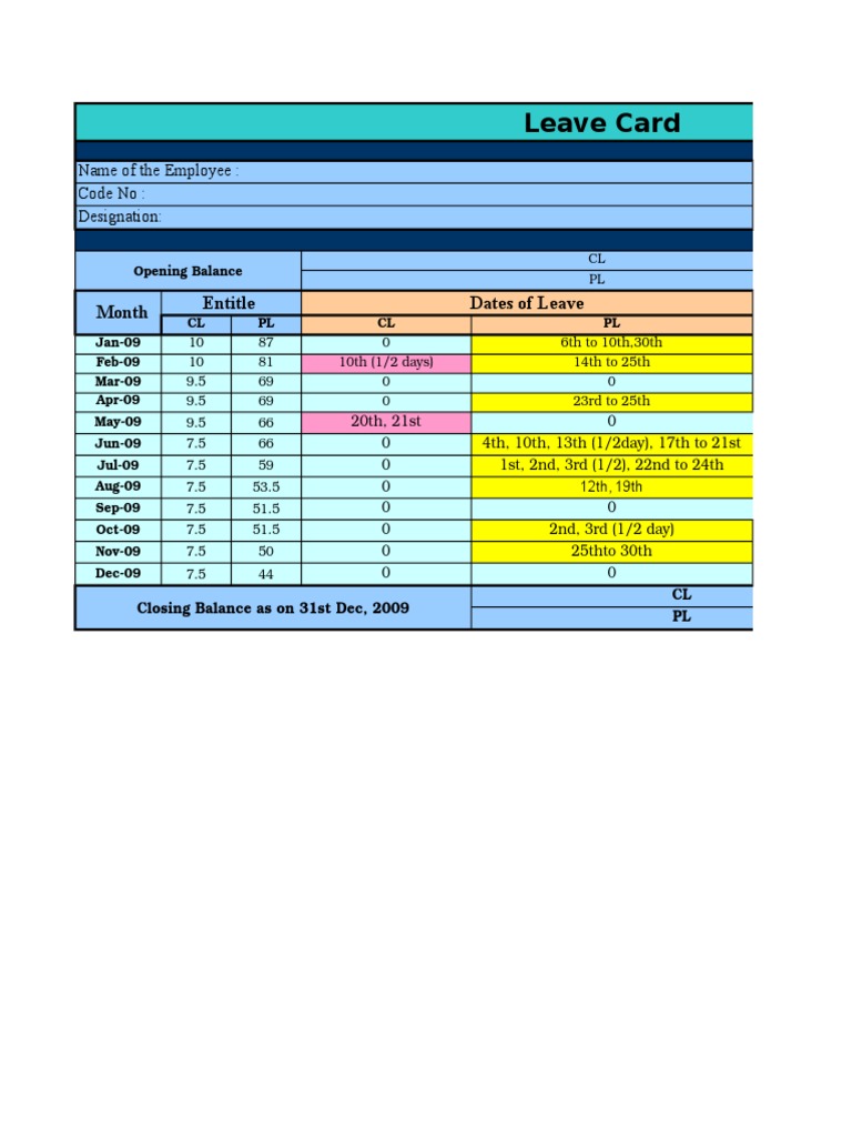 Leave Card Format | PDF | Warfare Of The Industrial Era | Military ...