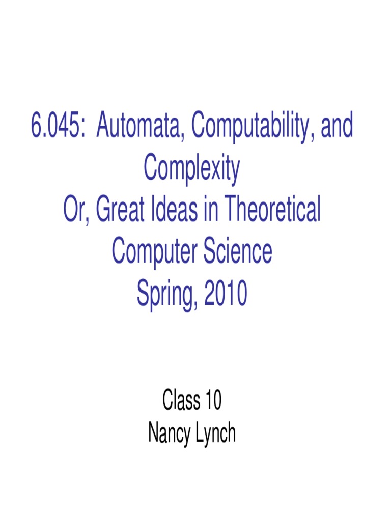 MIT6 045JS11 Lec10 | PDF | Computability Theory | Areas Of Computer Science