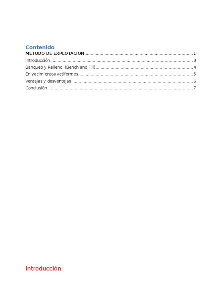 Método Bench and Fill en Minería | PDF | Naturaleza | Business