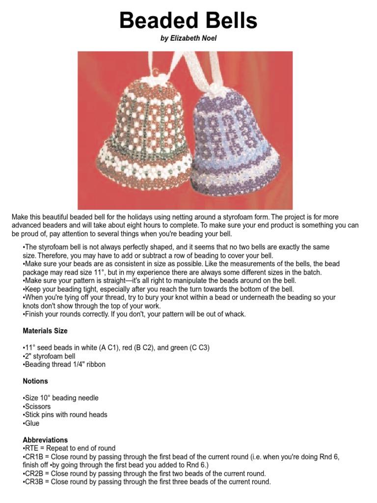 Holiday Beaded Bell Ornament Guide | PDF | Teaching Methods & Materials ...