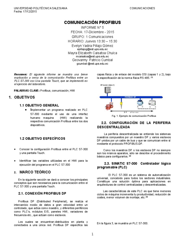 Informe Comunicación Profibus | PDF | Red de computadoras | Modelo osi