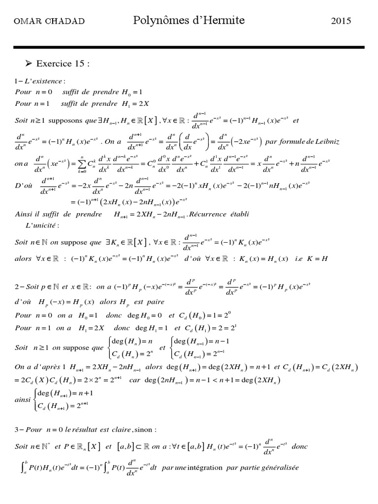 Polynômes D'hermite | PDF | Méthodes et références pédagogiques ...