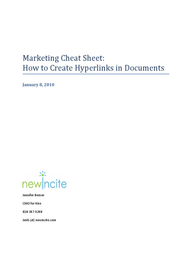 Marketing Cheat Sheet For Creating Hyperlinks | PDF