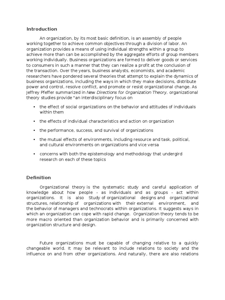 Organizational Theory | PDF | Leadership | Emergence