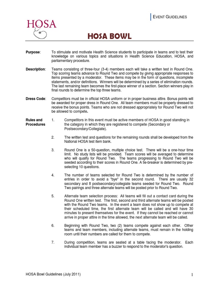 HOSA Bowl | PDF | Wellness | Medical