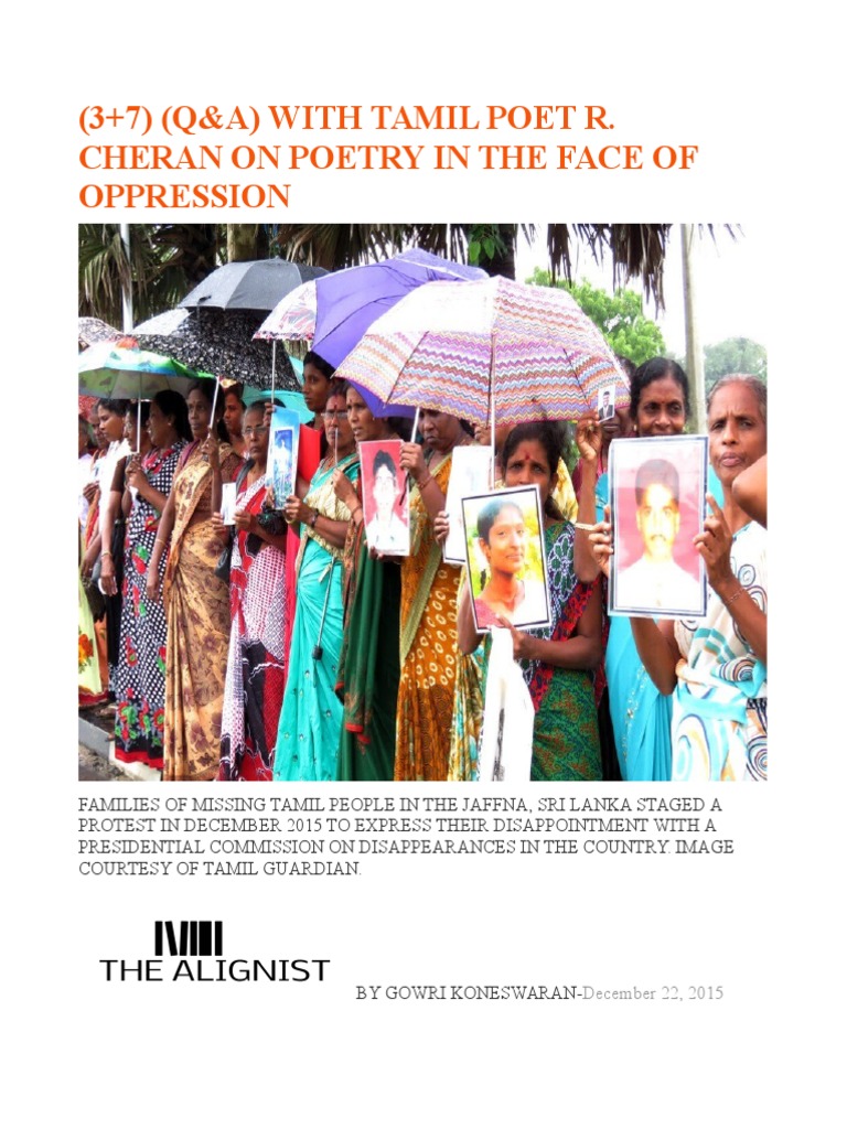 (3+7) (Q&a) With Tamil Poet R. Cheran On Poetry in The Face of ...