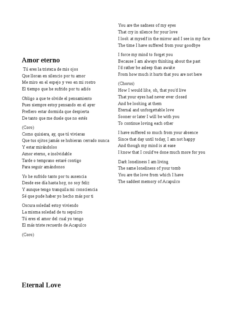 Amor Eterno - English Translation | PDF | Entretenimiento (general)