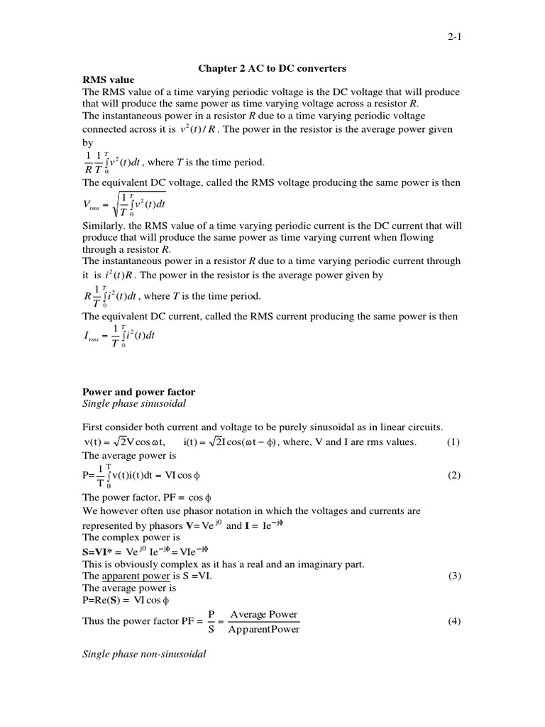 AC to DC Converters & Power Factor | PDF | Rectifier | Root Mean Square