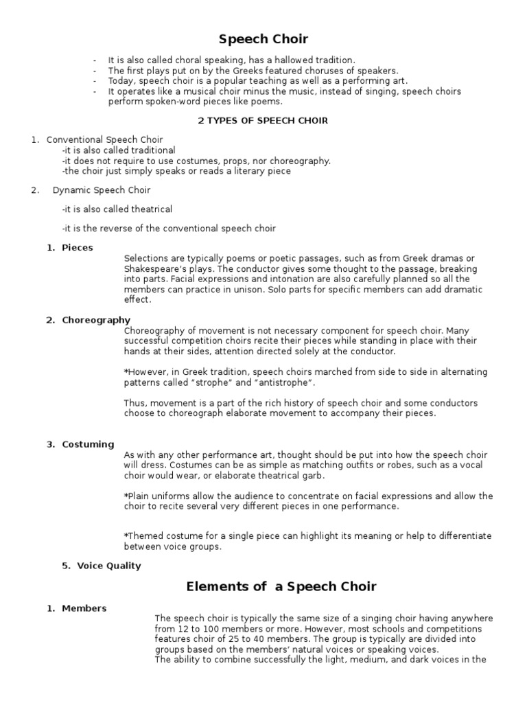 Speech Choir | PDF | Choir | Singing Speech Choir | PDF | Choir | Singing
