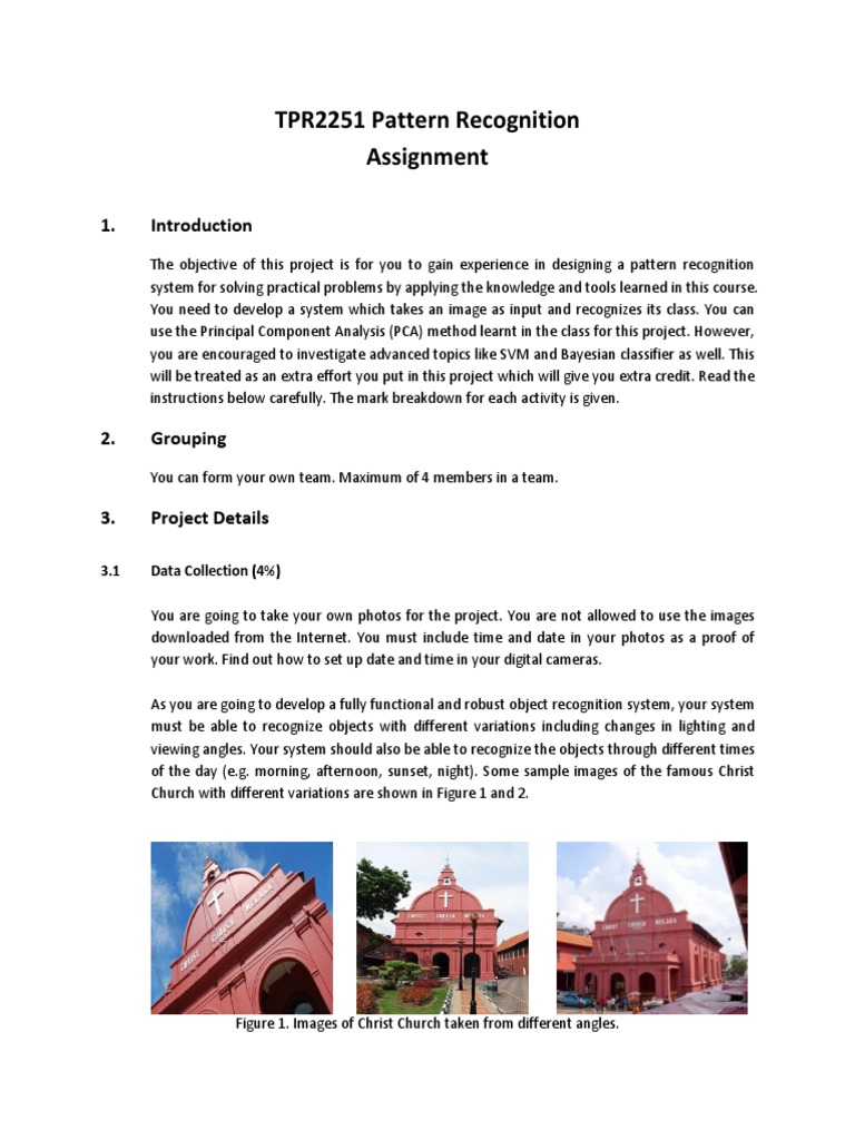 TPR2251 Pattern Recognition Assignment: 3.1 Data Collection (4%) | PDF ...