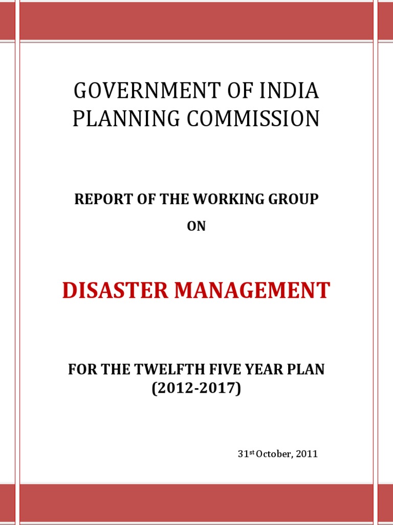 Working Group Report On Disaster Management - S&T | PDF | Emergency ...