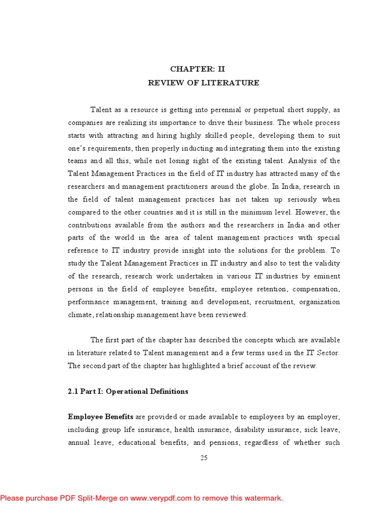 Review of Literature: 2.1 Part I: Operational Definitions | PDF ...