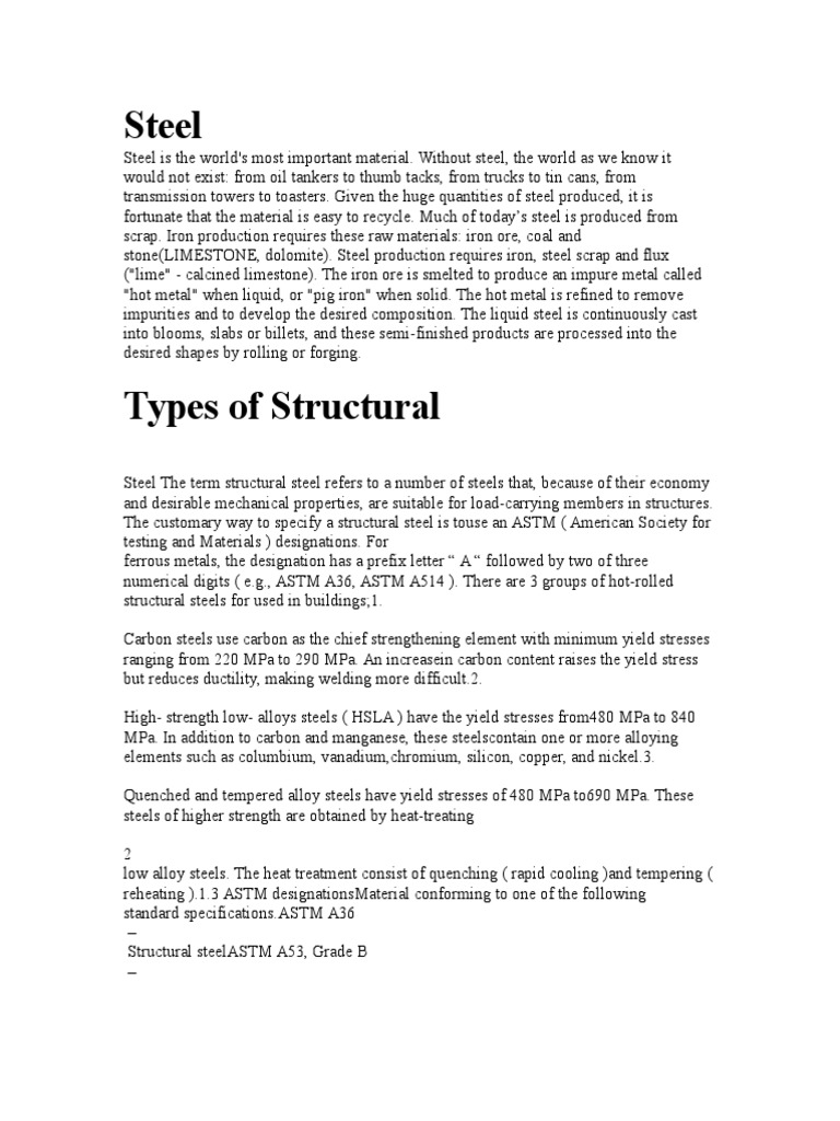 Types of Structural Steel | PDF | Steel | Ultimate Tensile Strength