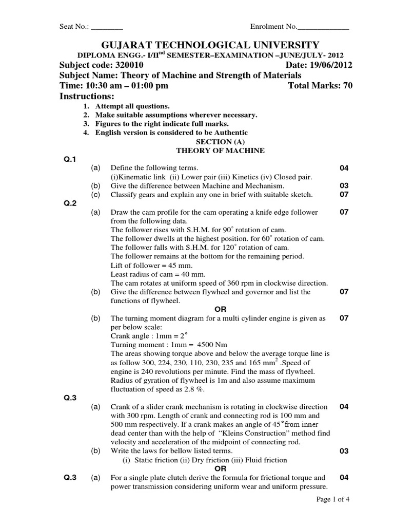 GTU Diploma Exam Paper - June 2012 | PDF | Bending | Beam (Structure)