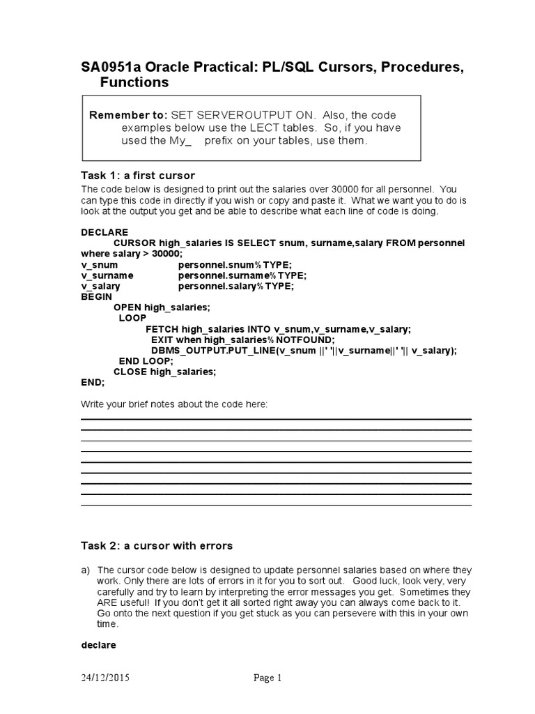 Lab Plsql3 | PDF | Subroutine | Pl/Sql