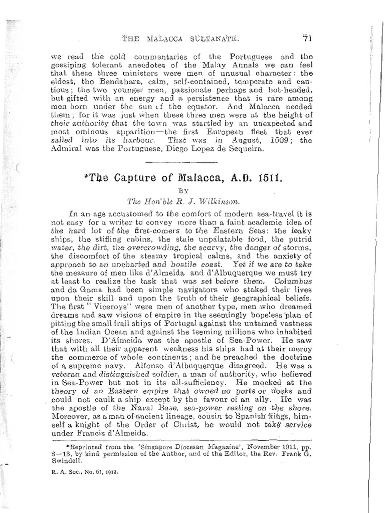 Capture of Malacca | PDF | Strait Of Malacca | Armed Conflict