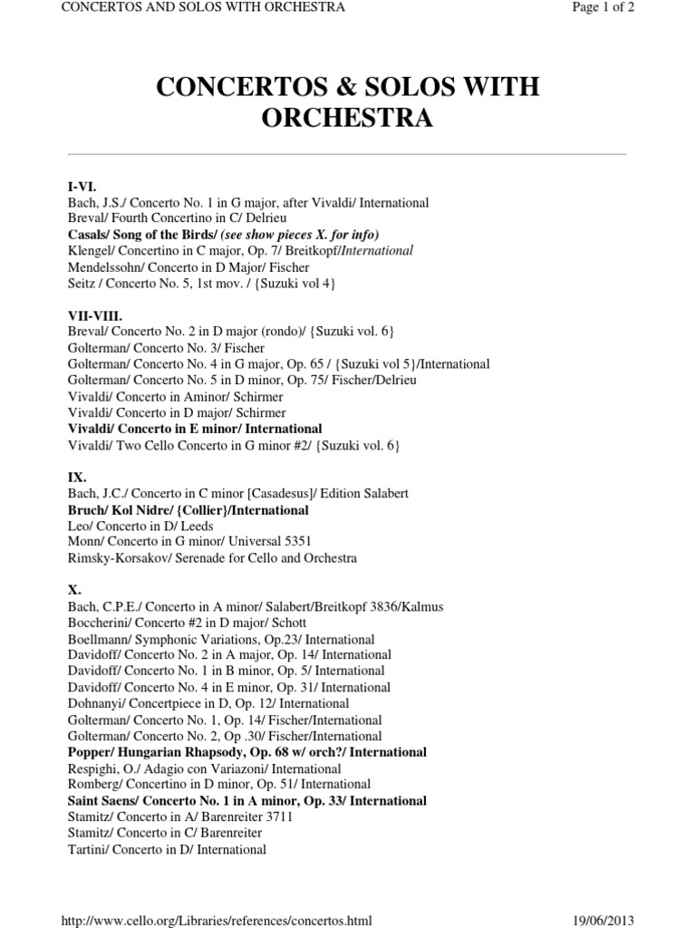 Concertos & Solos With Orchestra | PDF | Concerto | Classical And Art ...