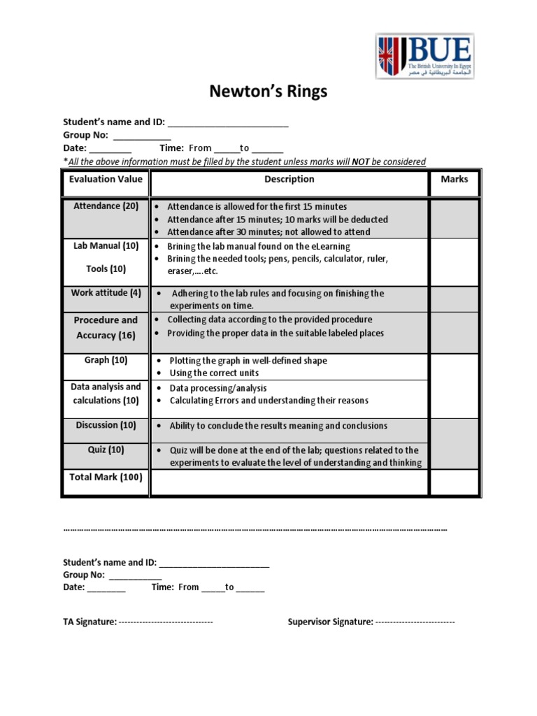Newtons Rings | PDF | Lens (Optics) | Electromagnetic Radiation