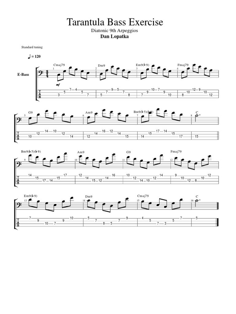 Diatonic 9th Arpeggio Bass Exercise | PDF