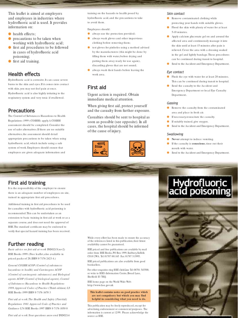 Indg307 - Hydrofluoric Acid Poisoning | PDF | Emergency Department ...