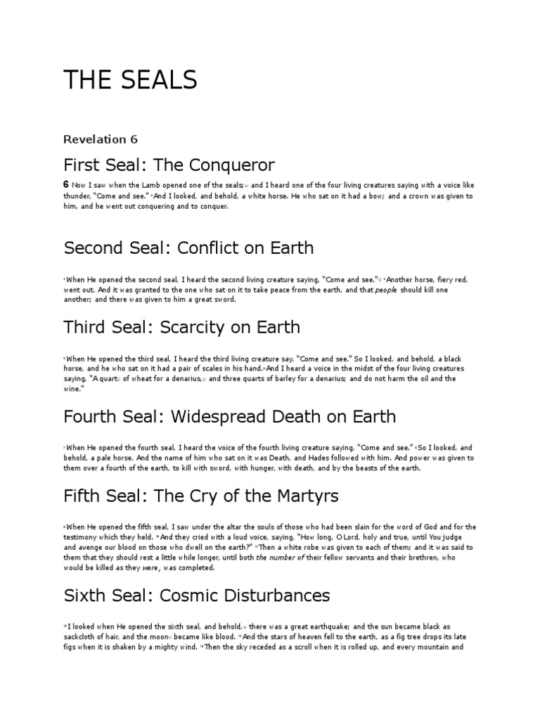 The Seals: First Seal: The Conqueror | PDF | Mythology | Religious ...