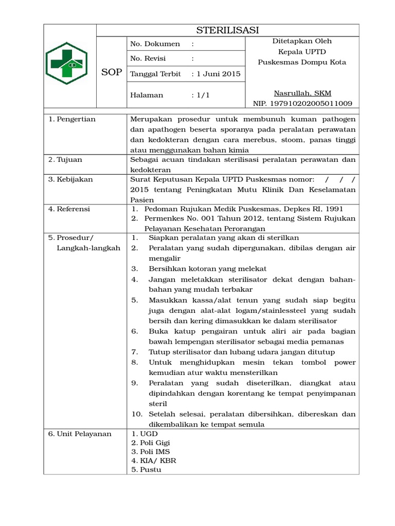 Sop Sterilisasi Alat – Beinyu.com