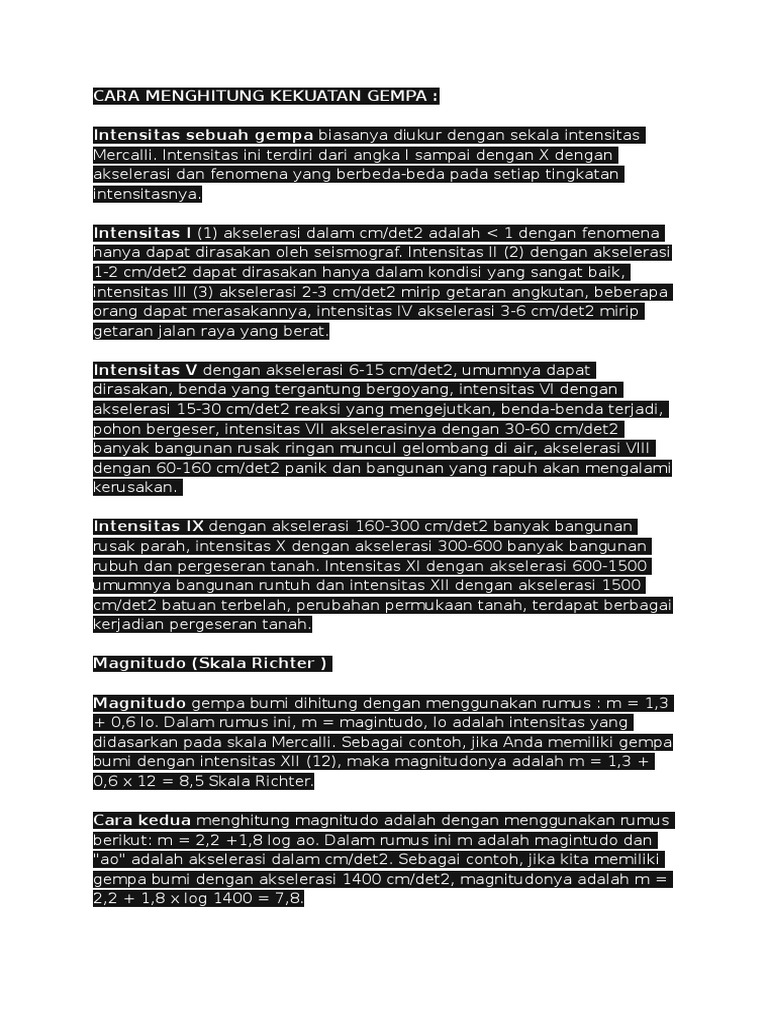 Cara Menghitung Kekuatan Gempa | PDF