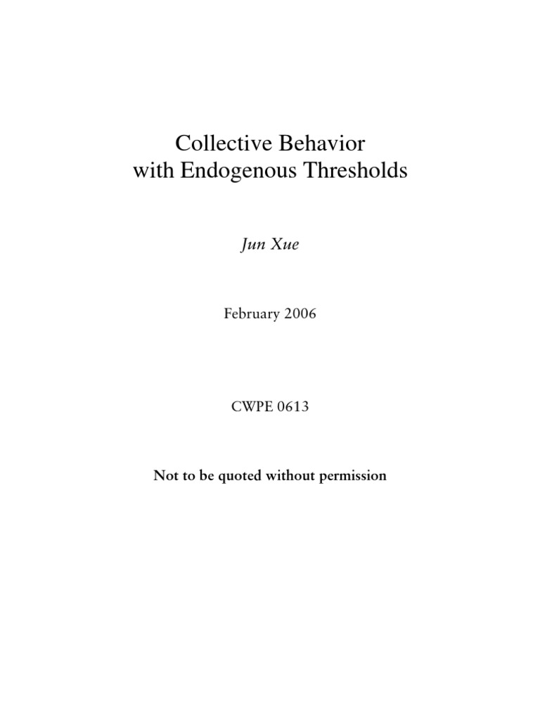 Collective Behavior With Endogenous Thresholds | Download Free PDF | Mathematical And ...