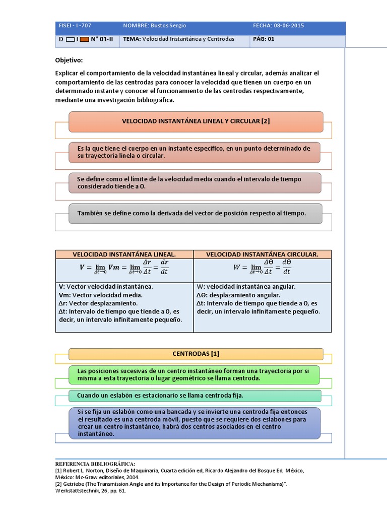 Velocidad Instantanea y Centrodas | PDF | Velocidad | Vector Euclidiano