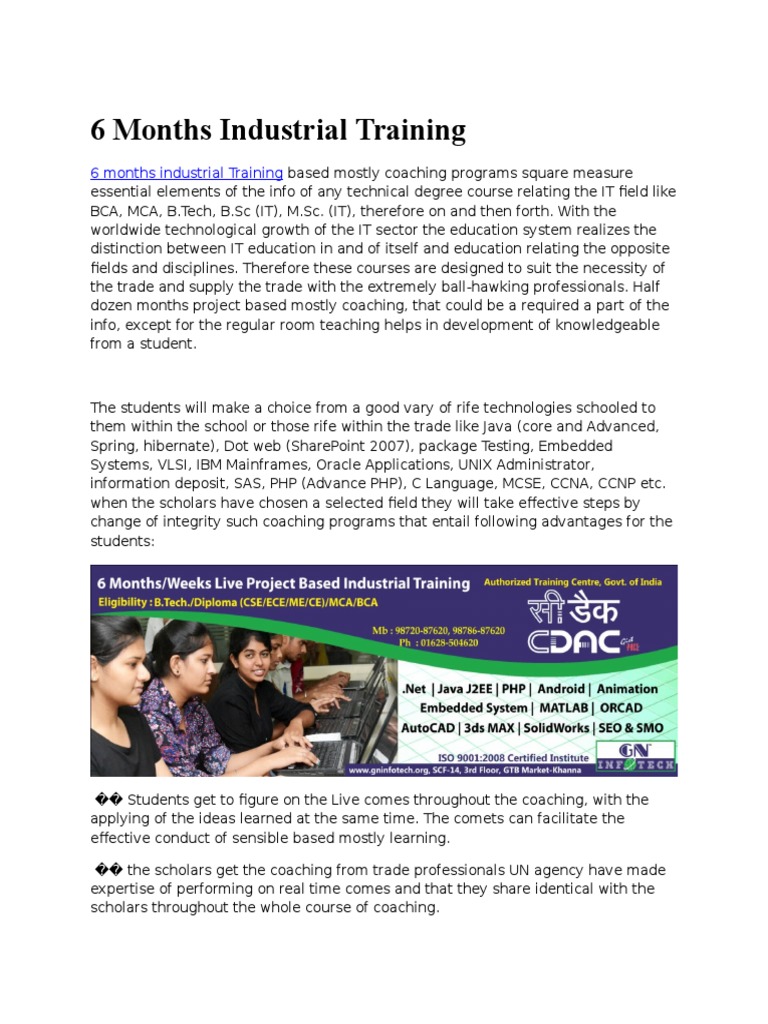 6 Months Industrial Training in Khanna | PDF | Java (Programming ...