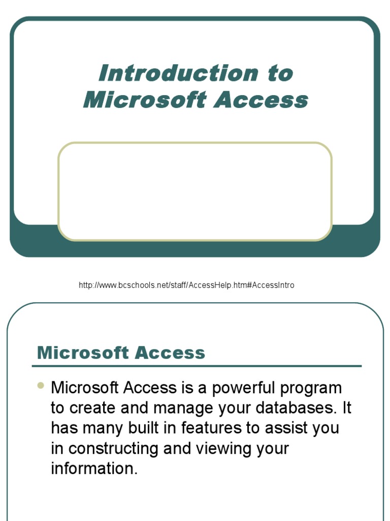 Introduction To Microsoft Access | Download Free PDF | Microsoft Access ...