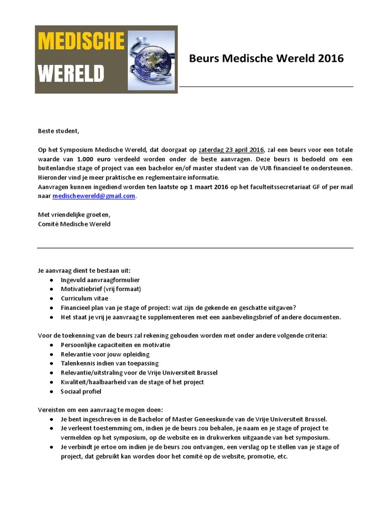 Beurs Medische Wereld | PDF