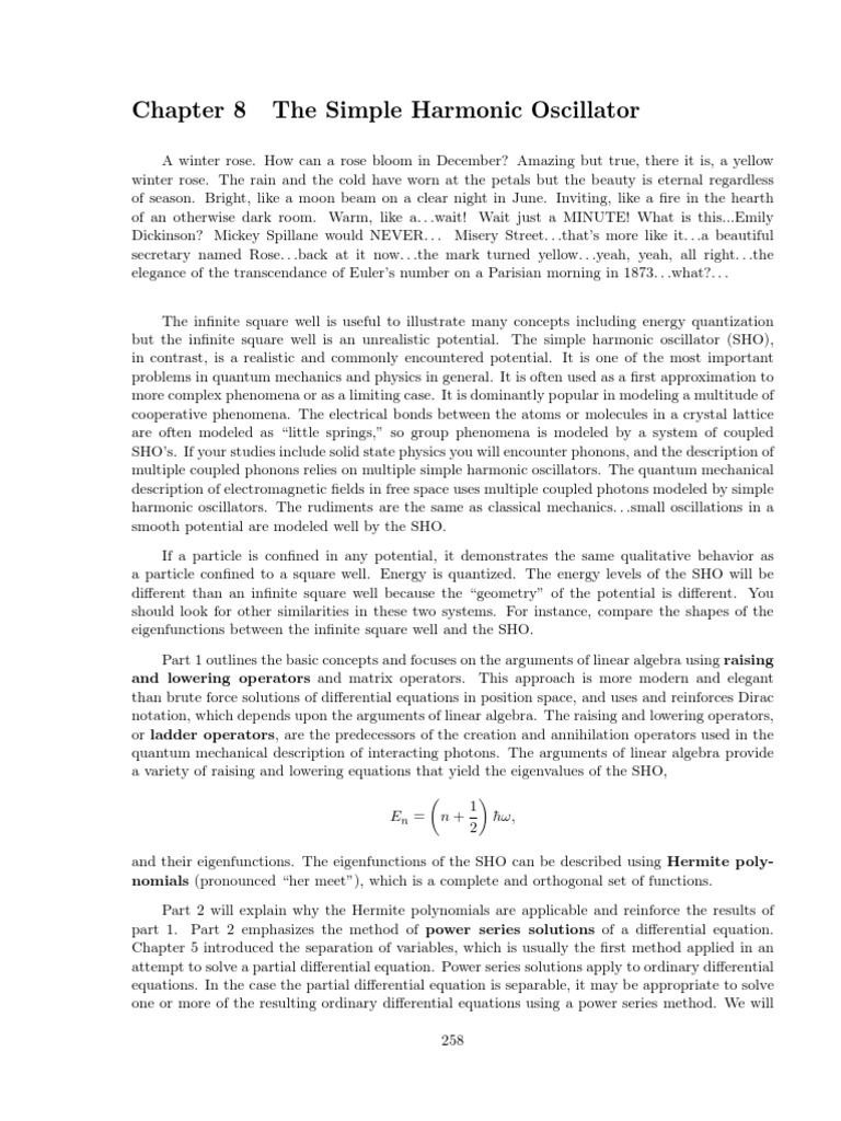 The Simple Harmonic Oscillator | PDF | Eigenvalues And Eigenvectors | Wave Function
