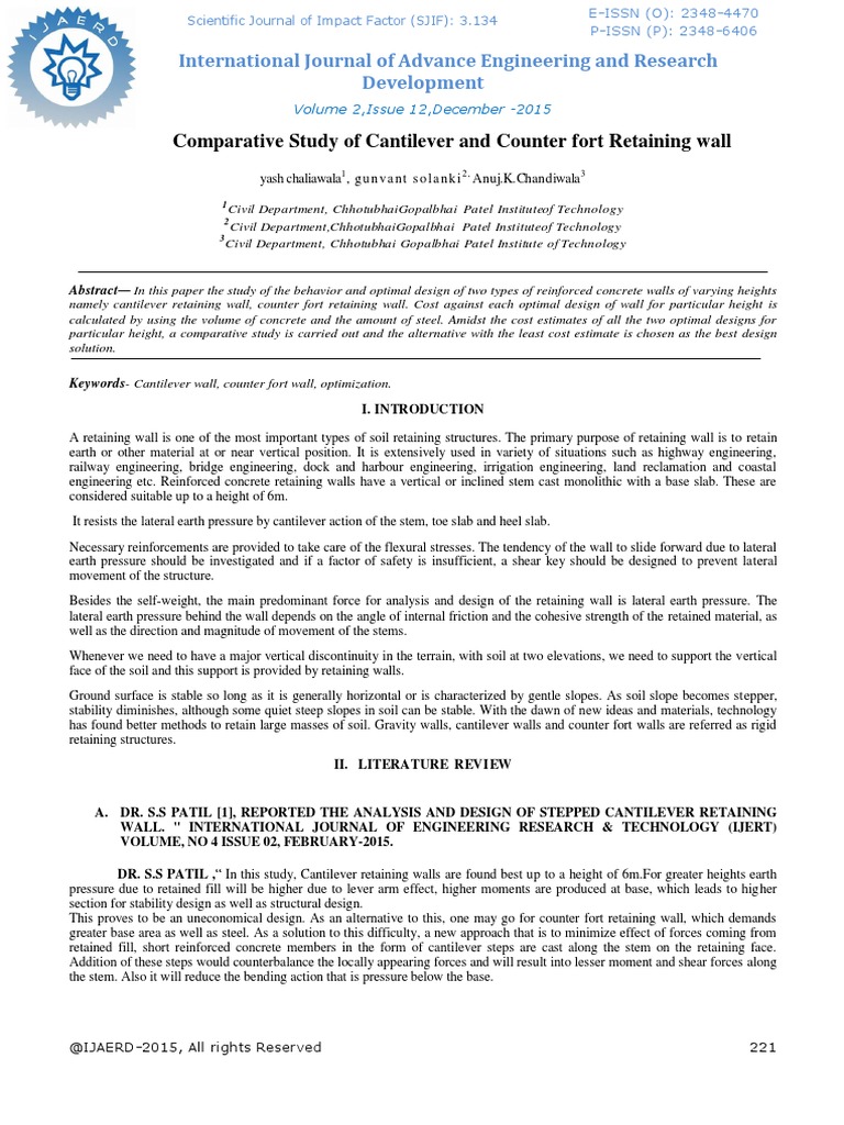 Comparative Study of Cantilever and Counter Fort Retaining Wall-46768 ...