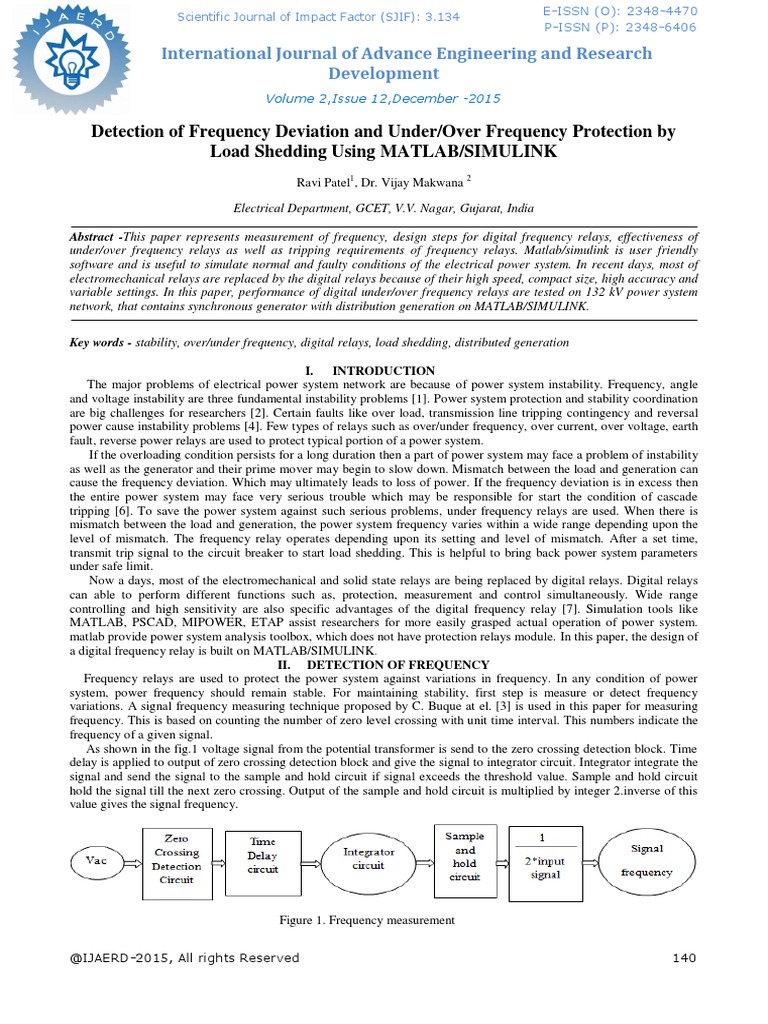 Detection of Frequency Deviation and Under-Over Frequency Protection by ...
