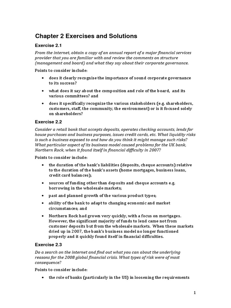 Chapter 2 Exercises and Solutions: Exercise 2.1 | PDF | Credit (Finance ...