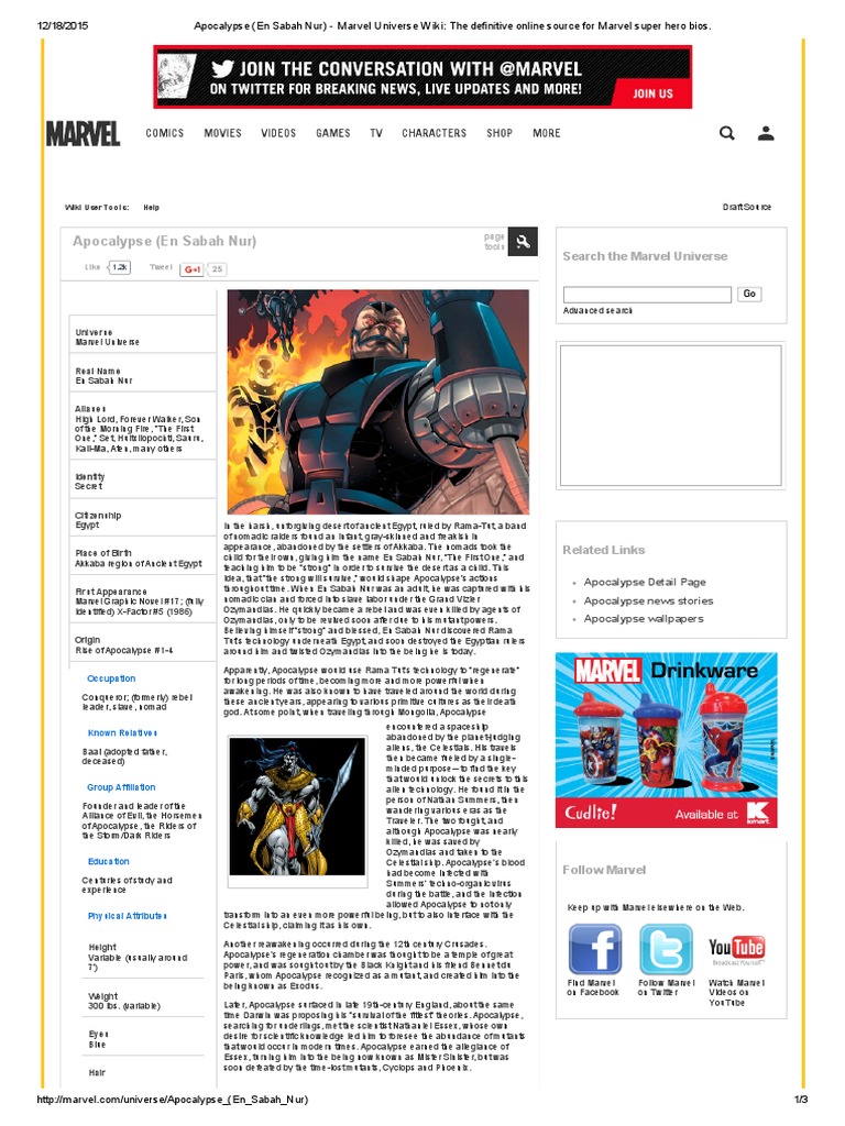 Apocalypse (En Sabah Nur) - Marvel Universe Wiki - The Definitive ...