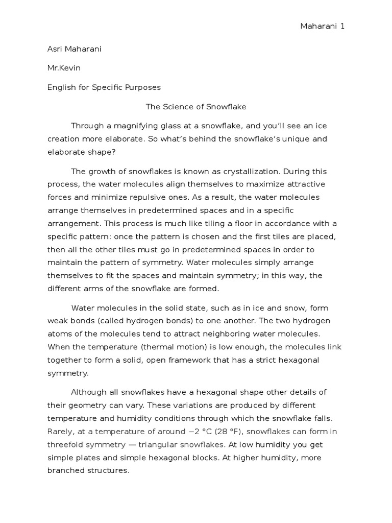 The Science of Snowflake | PDF | Ice | Properties Of Water