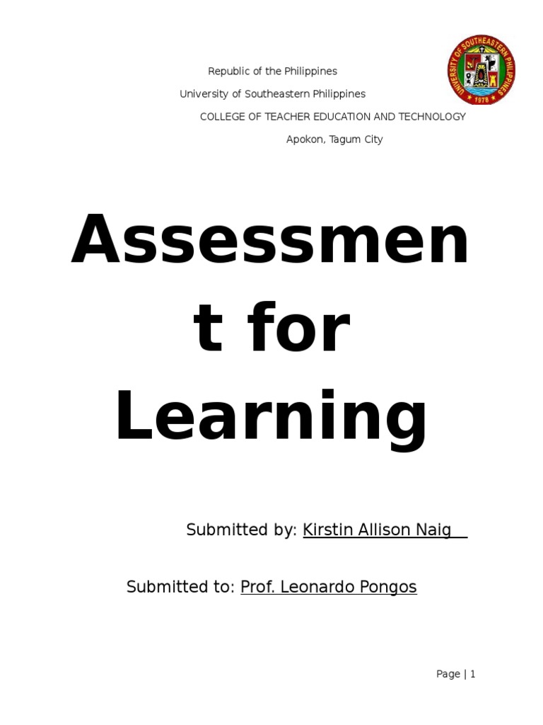 Assessment For Learning | PDF | Educational Assessment | Educational ...