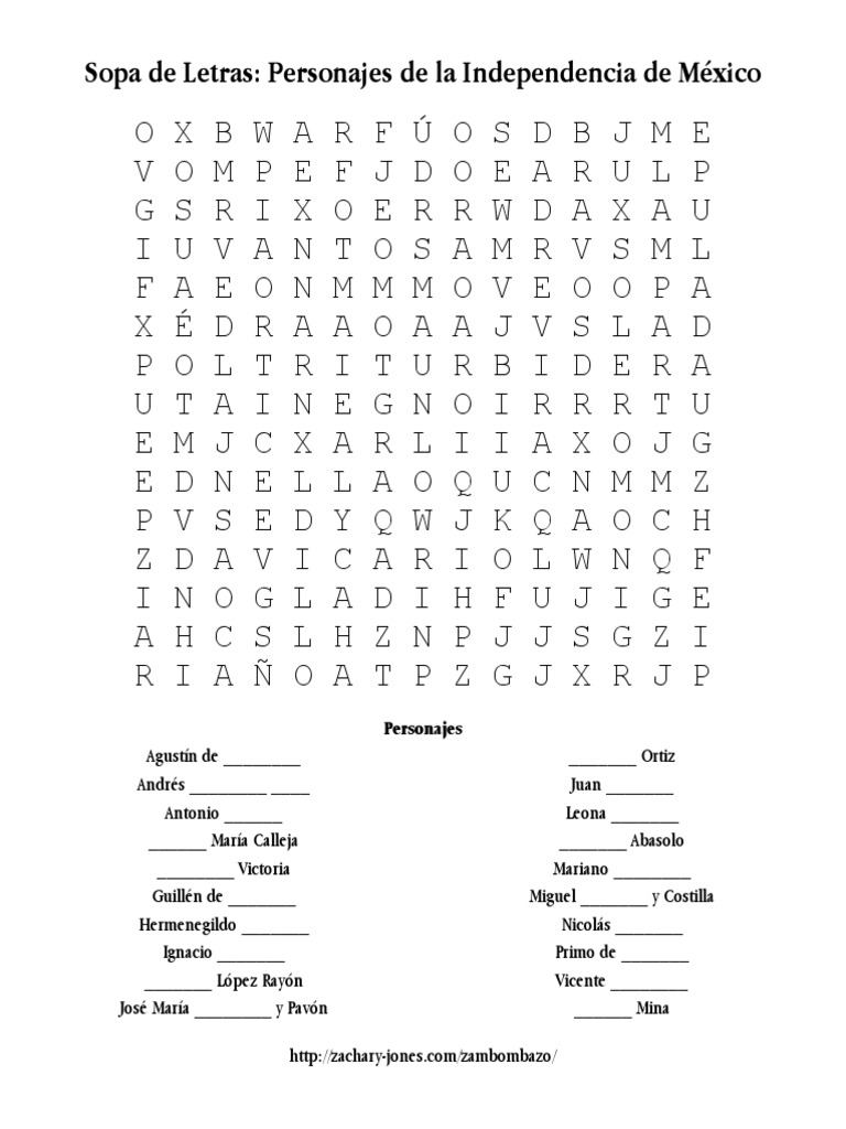 Sopa de Letras Independencia de Mexico | PDF