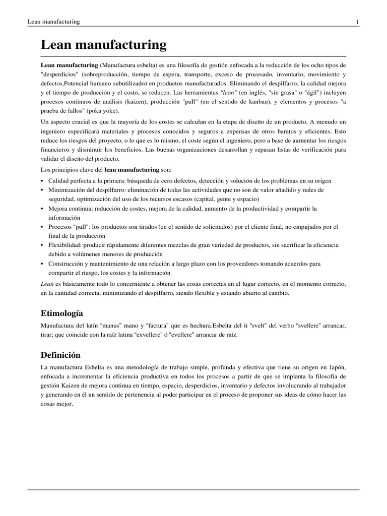 Lean Manufacturing | PDF | Lean Manufacturing | Producción y fabricación