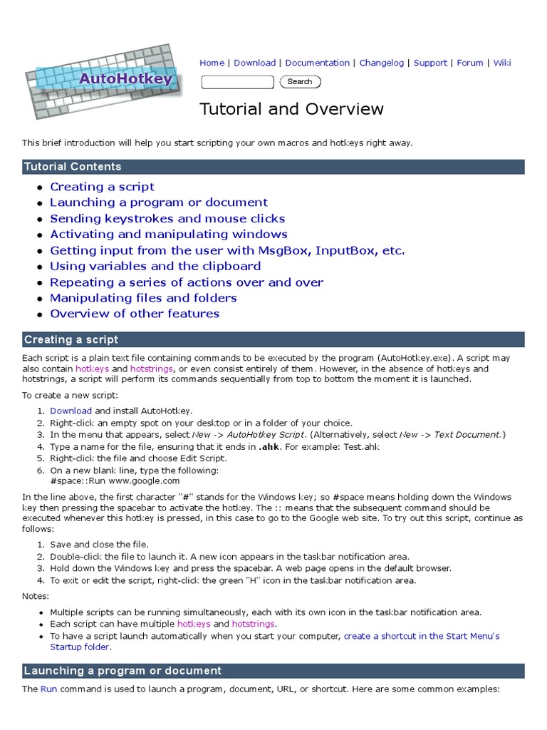 Autohotkey Tutorial S | PDF | Keyboard Shortcut | Computer File